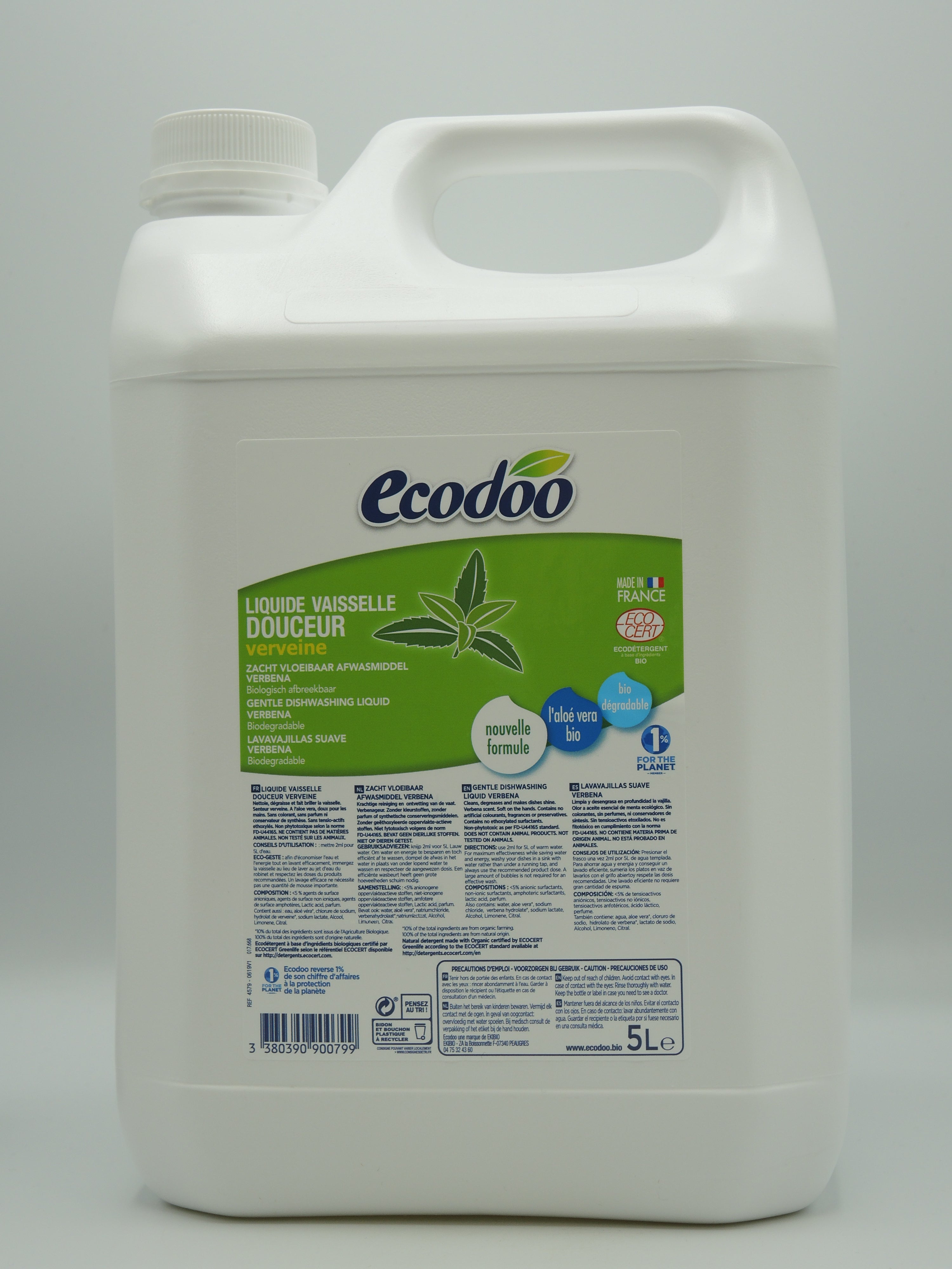 Liquide vaisselle douceur, verveine, 5l, Ecodoo