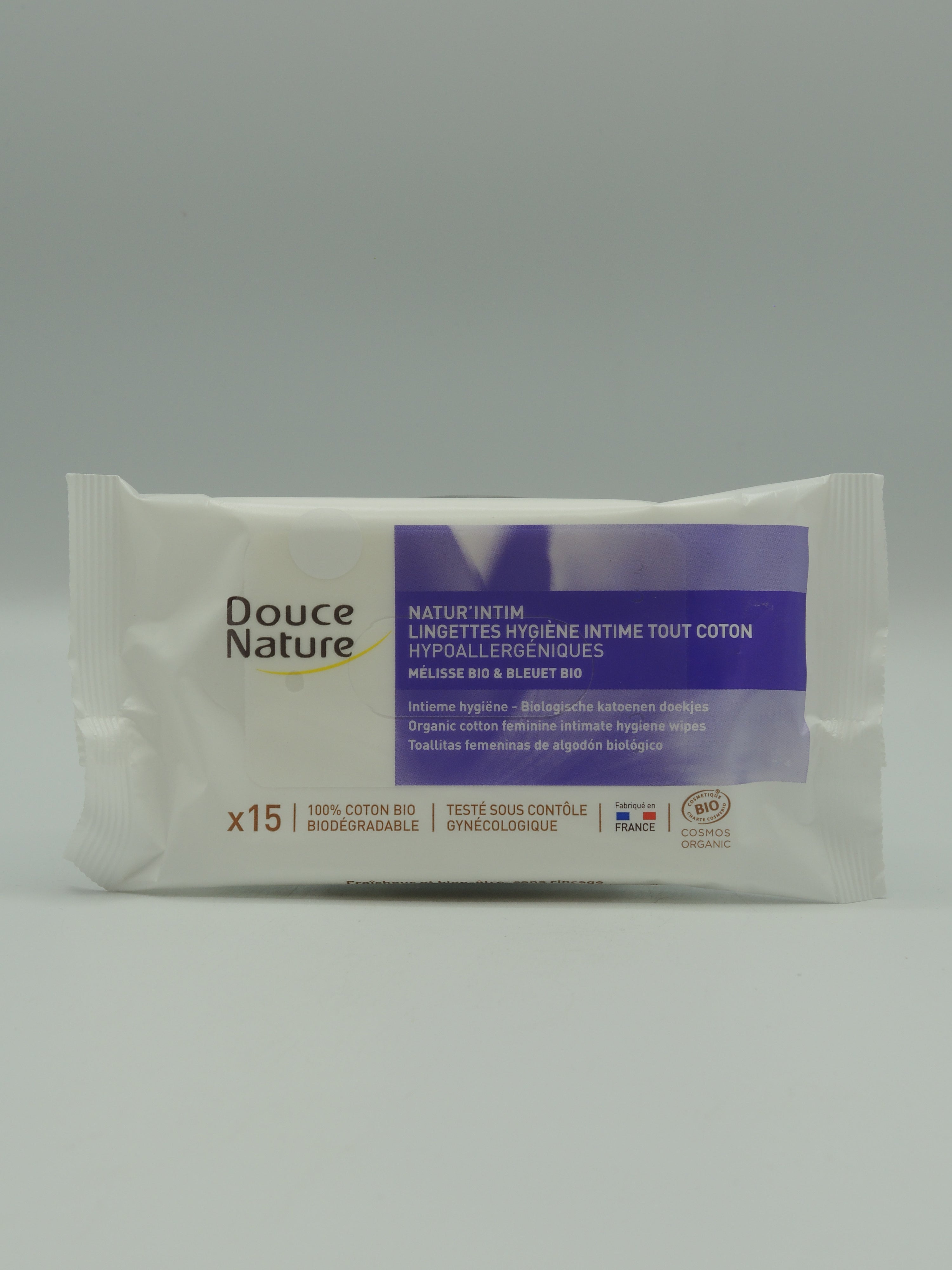 Lingettes tout coton, x15, Douce nature