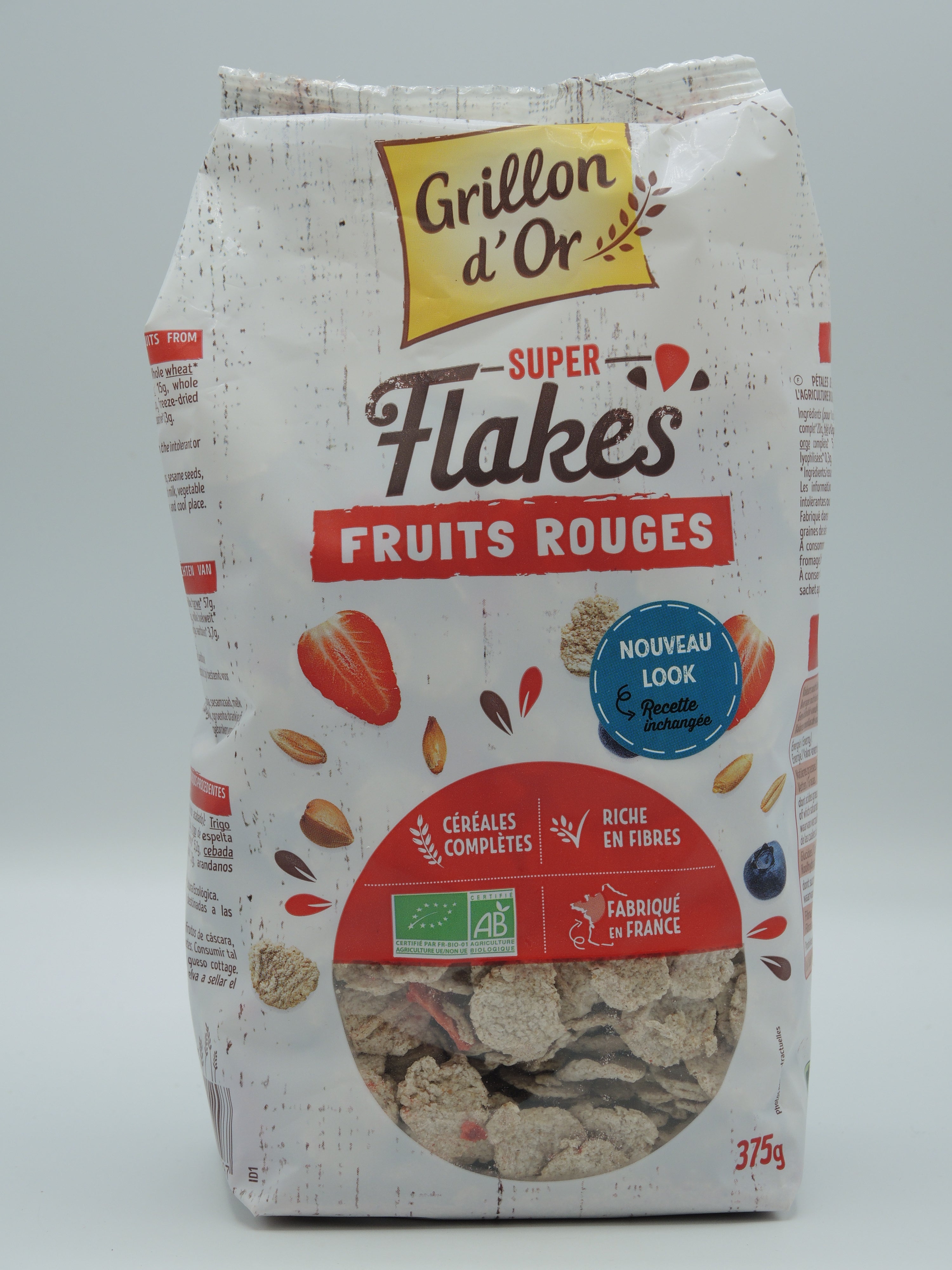 SUPER FLAKES FRUITS ROUGES 375G, Grillon d'or
